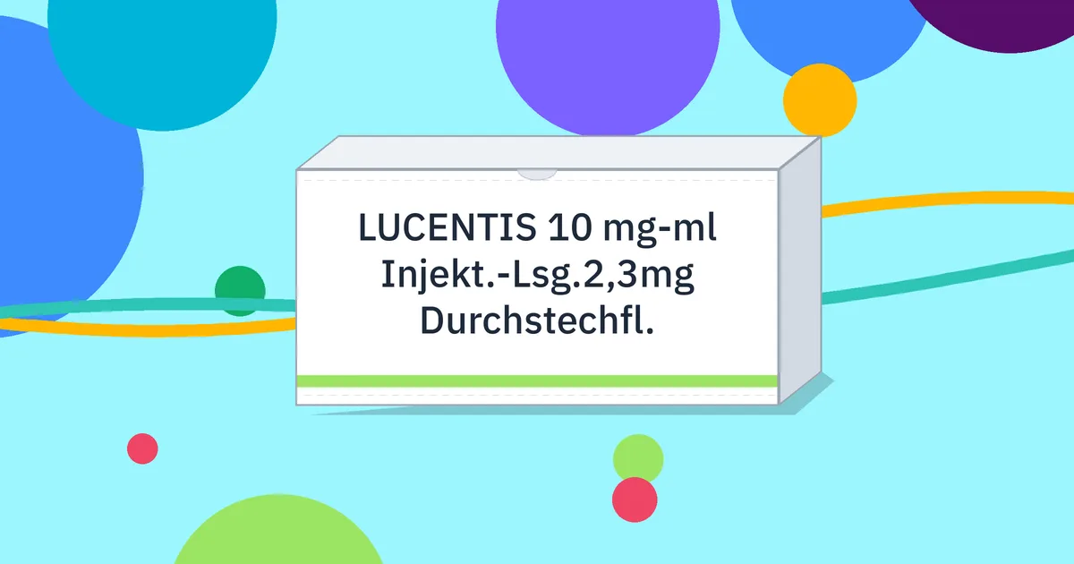 Symbolbild: Packung mit der Aufschrift LUCENTIS 10 mg-ml Injekt.-Lsg.2,3mg Durchstechfl. (PZN 18874946) – Verfügbarkeit und Bezug in Apotheken in Frankfurt am Main