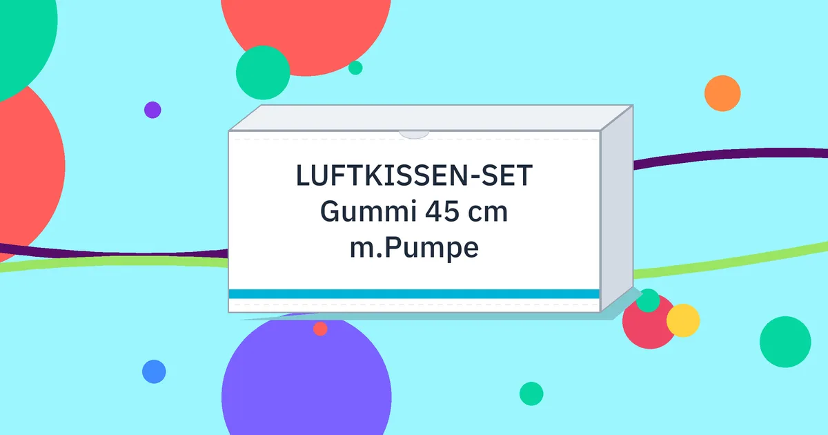 Symbolbild: Packung mit der Aufschrift LUFTKISSEN-SET Gummi 45 cm m.Pumpe (PZN 03841119) – Verfügbarkeit und Bezug in Apotheken in Frankfurt am Main