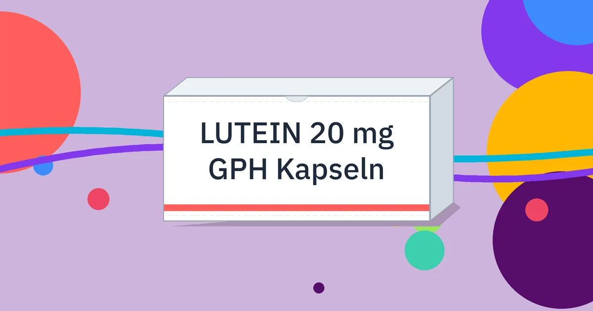 Symbolbild: Packung mit der Aufschrift LUTEIN 20 mg GPH Kapseln (PZN 06075269) – Verfügbarkeit und Bezug in Apotheken in Frankfurt am Main
