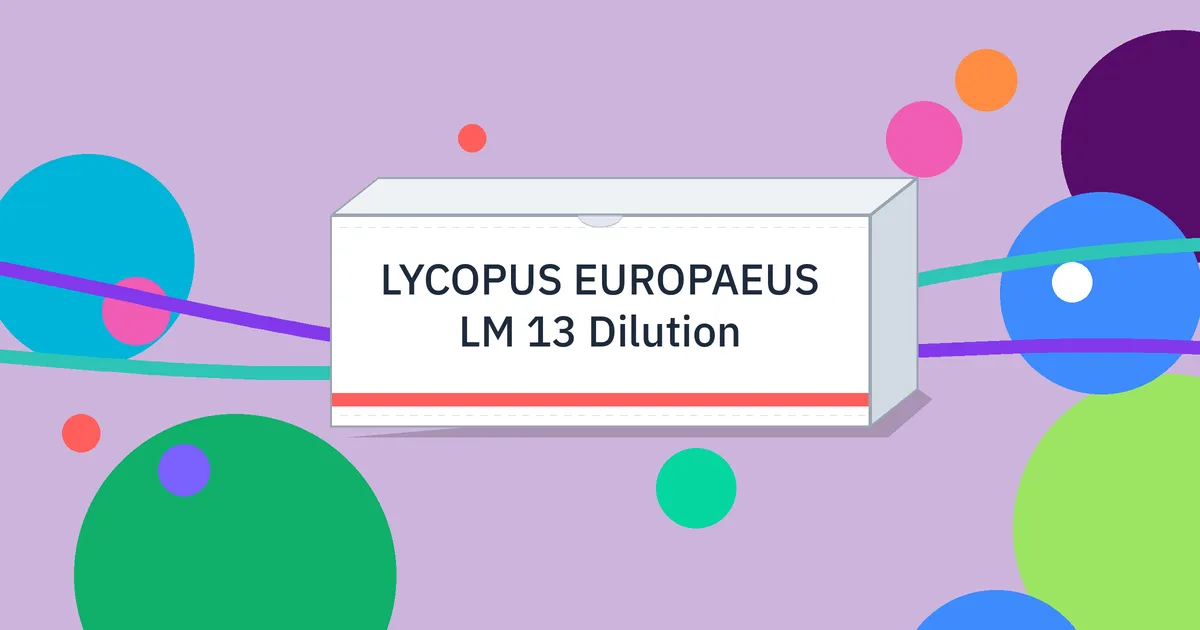 Symbolbild: Packung mit der Aufschrift LYCOPUS EUROPAEUS LM 13 Dilution (PZN 13538020) – Verfügbarkeit und Bezug in Apotheken in Frankfurt am Main