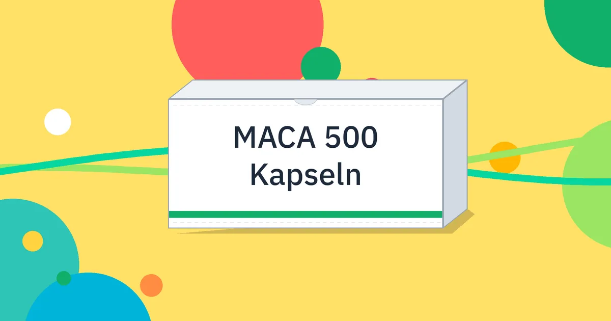 Symbolbild: Packung mit der Aufschrift MACA 500 Kapseln (PZN 04201155) – Verfügbarkeit und Bezug in Apotheken in Frankfurt am Main