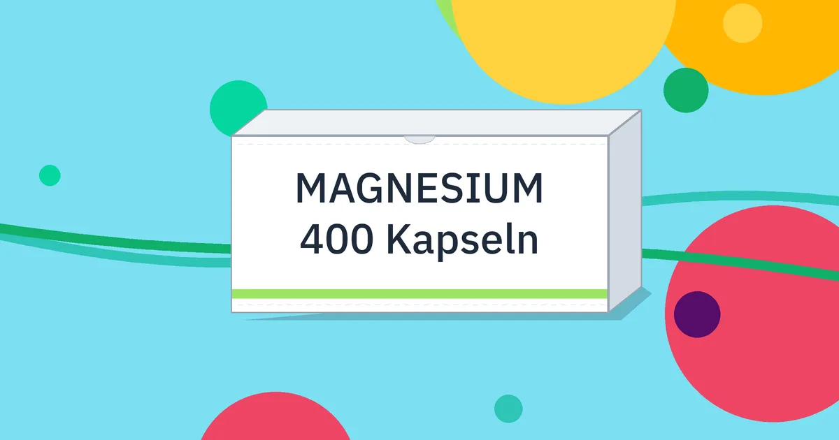 Symbolbild: Packung mit der Aufschrift MAGNESIUM 400 Kapseln (PZN 01389230) – Verfügbarkeit und Bezug in Apotheken in Frankfurt am Main