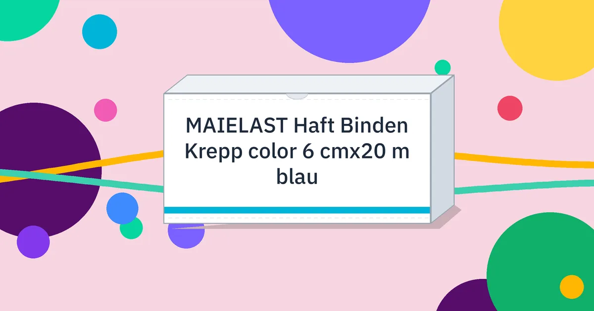Symbolbild: Packung mit der Aufschrift MAIELAST Haft Binden Krepp color 6 cmx20 m blau (PZN 00336289) – Verfügbarkeit und Bezug in Apotheken in Frankfurt am Main