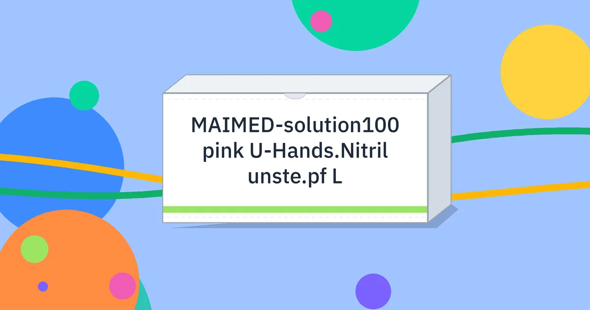 Symbolbild: Packung mit der Aufschrift MAIMED-solution100 pink U-Hands.Nitril unste.pf L (PZN 13359168) – Verfügbarkeit und Bezug in Apotheken in Frankfurt am Main