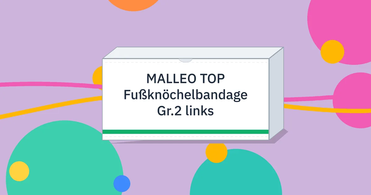 Symbolbild: Packung mit der Aufschrift MALLEO TOP Fußknöchelbandage Gr.2 links (PZN 05046142) – Verfügbarkeit und Bezug in Apotheken in Frankfurt am Main