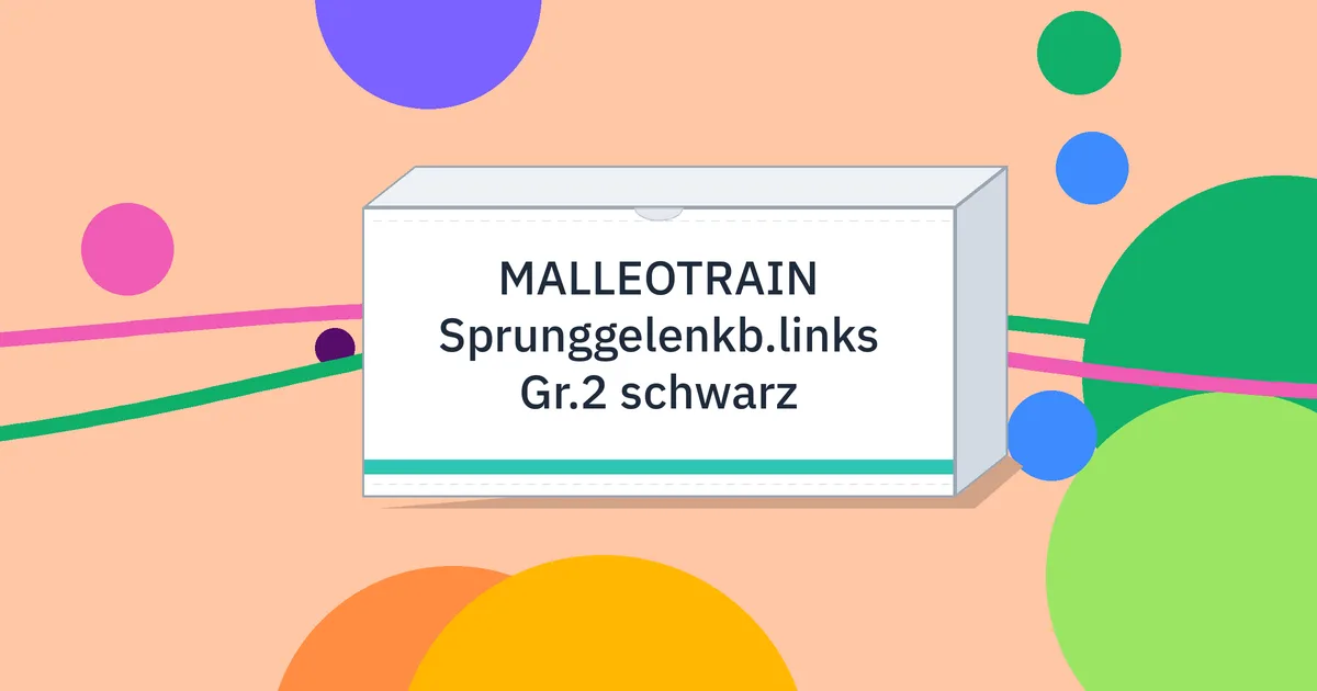Symbolbild: Packung mit der Aufschrift MALLEOTRAIN Sprunggelenkb.links Gr.2 schwarz (PZN 07551401) – Verfügbarkeit und Bezug in Apotheken in Frankfurt am Main