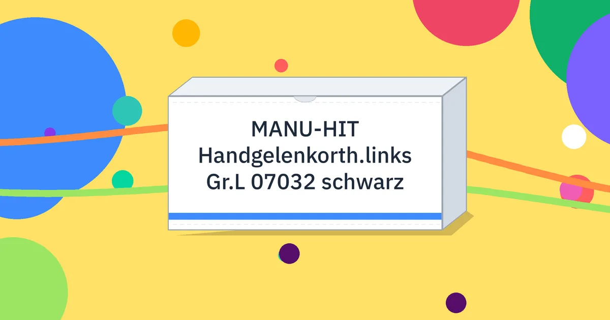 Symbolbild: Packung mit der Aufschrift MANU-HIT Handgelenkorth.links Gr.L 07032 schwarz (PZN 01578089) – Verfügbarkeit und Bezug in Apotheken in Frankfurt am Main