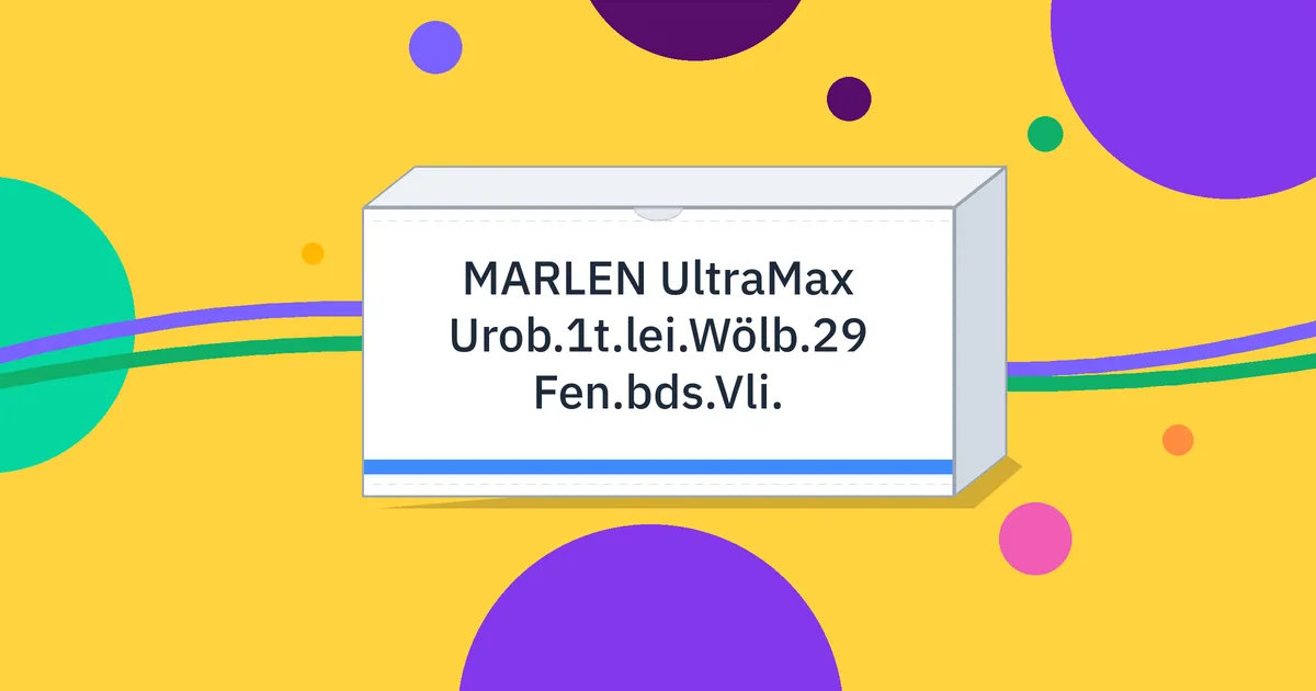 Symbolbild: Packung mit der Aufschrift MARLEN UltraMax Urob.1t.lei.Wölb.29 Fen.bds.Vli. (PZN 05354369) – Verfügbarkeit und Bezug in Apotheken in Frankfurt am Main