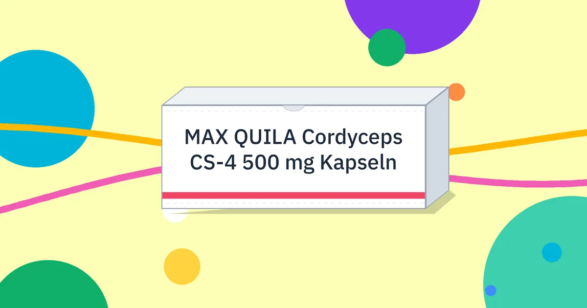 Symbolbild: Packung mit der Aufschrift MAX QUILA Cordyceps CS-4 500 mg Kapseln (PZN 18805106) – Verfügbarkeit und Bezug in Apotheken in Frankfurt am Main
