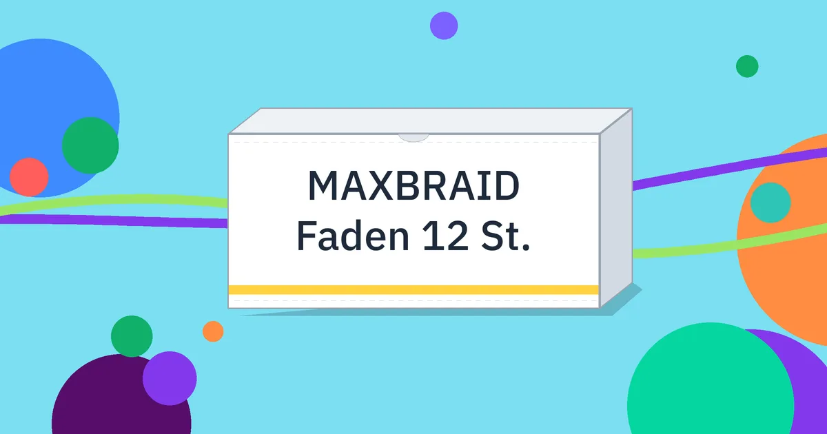 Symbolbild: Packung mit der Aufschrift MAXBRAID Faden 12 St. (PZN 09004353) – Verfügbarkeit und Bezug in Apotheken in Frankfurt am Main