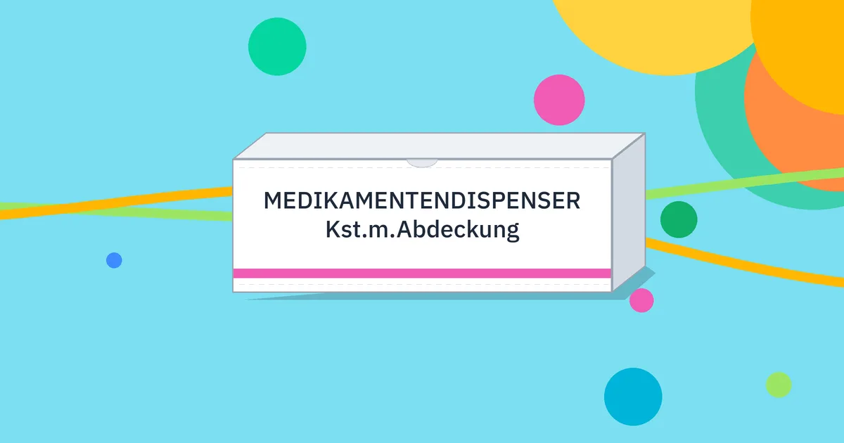 Symbolbild: Packung mit der Aufschrift MEDIKAMENTENDISPENSER Kst.m.Abdeckung (PZN 04444685) – Verfügbarkeit und Bezug in Apotheken in Frankfurt am Main
