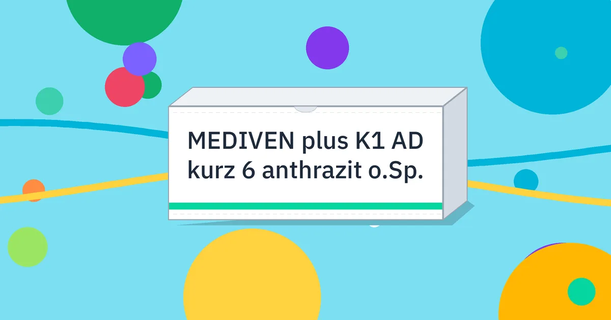 Symbolbild: Packung mit der Aufschrift MEDIVEN plus K1 AD kurz 6 anthrazit o.Sp. (PZN 15043707) – Verfügbarkeit und Bezug in Apotheken in Frankfurt am Main