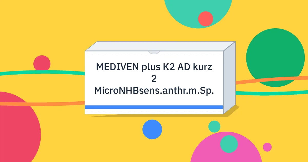 Symbolbild: Packung mit der Aufschrift MEDIVEN plus K2 AD kurz 2 MicroNHBsens.anthr.m.Sp. (PZN 15933476) – Verfügbarkeit und Bezug in Apotheken in Frankfurt am Main