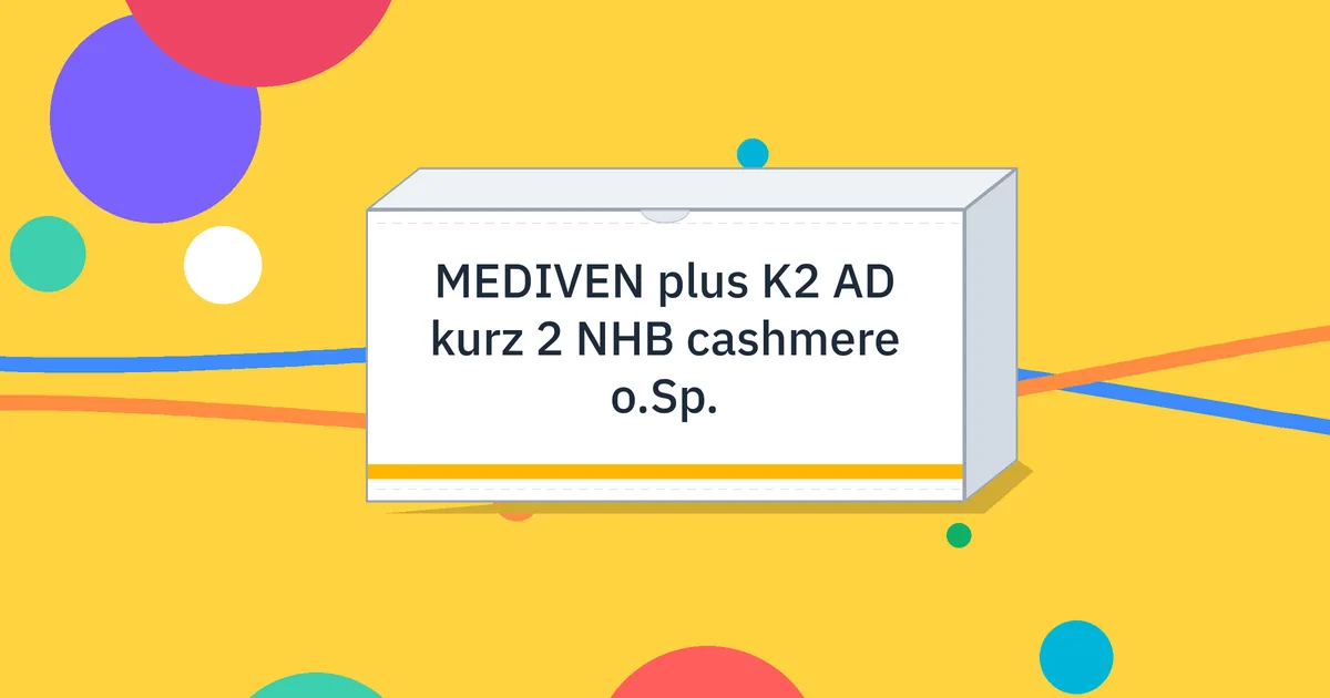 Symbolbild: Packung mit der Aufschrift MEDIVEN plus K2 AD kurz 2 NHB cashmere o.Sp. (PZN 15924885) – Verfügbarkeit und Bezug in Apotheken in Frankfurt am Main