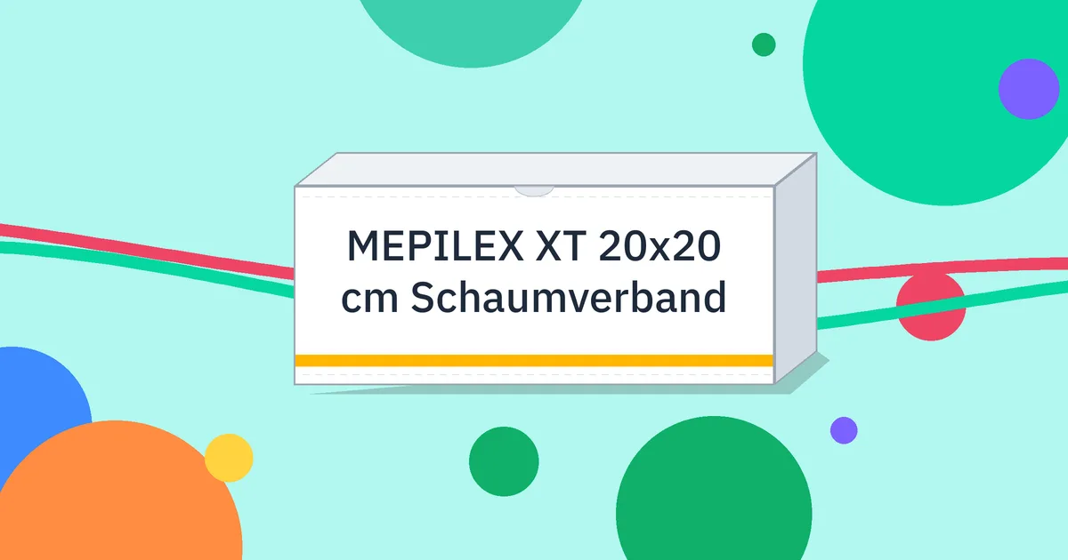 Symbolbild: Packung mit der Aufschrift MEPILEX XT 20x20 cm Schaumverband (PZN 07052365) – Verfügbarkeit und Bezug in Apotheken in Frankfurt am Main