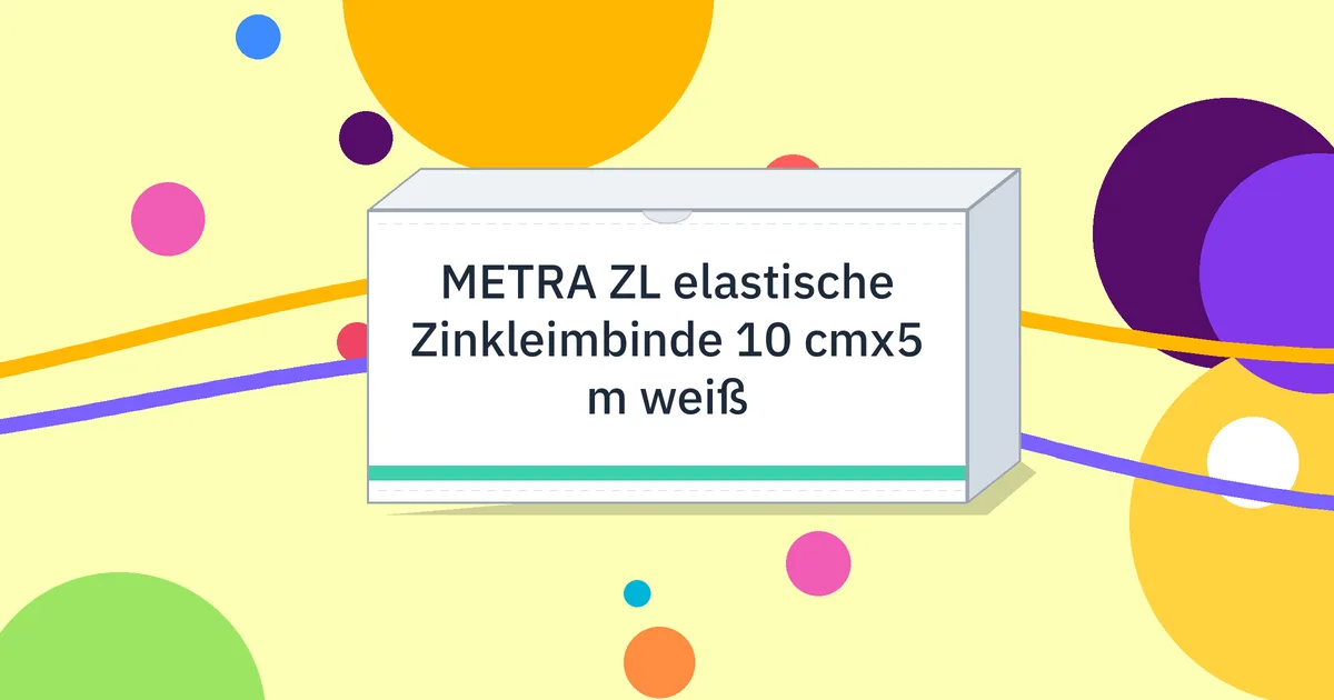 Symbolbild: Packung mit der Aufschrift METRA ZL elastische Zinkleimbinde 10 cmx5 m weiß (PZN 19187722) – Verfügbarkeit und Bezug in Apotheken in Frankfurt am Main