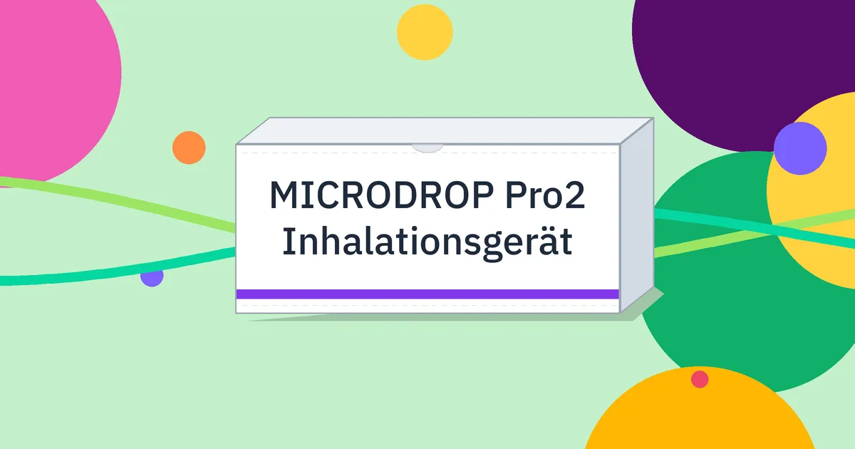 Symbolbild: Packung mit der Aufschrift MICRODROP Pro2 Inhalationsgerät (PZN 03204625) – Verfügbarkeit und Bezug in Apotheken in Frankfurt am Main