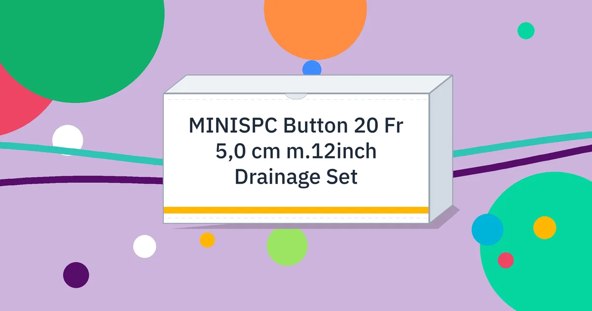 Symbolbild: Packung mit der Aufschrift MINISPC Button 20 Fr 5,0 cm m.12inch Drainage Set (PZN 20821294) – Verfügbarkeit und Bezug in Apotheken in Frankfurt am Main