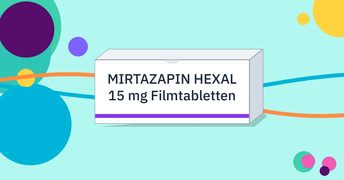 Symbolbild: Packung mit der Aufschrift MIRTAZAPIN HEXAL 15 mg Filmtabletten (PZN 04193065) – Verfügbarkeit und Bezug in Apotheken in Frankfurt am Main