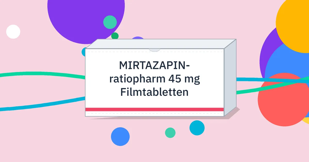 Symbolbild: Packung mit der Aufschrift MIRTAZAPIN-ratiopharm 45 mg Filmtabletten (PZN 18122301) – Verfügbarkeit und Bezug in Apotheken in Frankfurt am Main