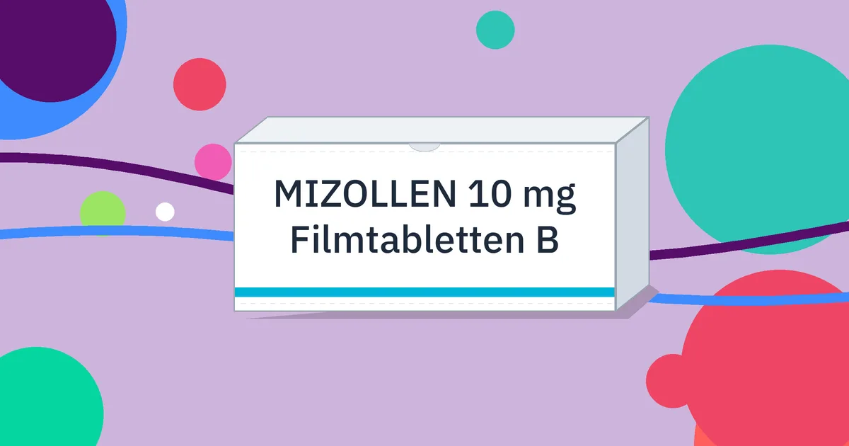 Symbolbild: Packung mit der Aufschrift MIZOLLEN 10 mg Filmtabletten B (PZN 03211855) – Verfügbarkeit und Bezug in Apotheken in Frankfurt am Main