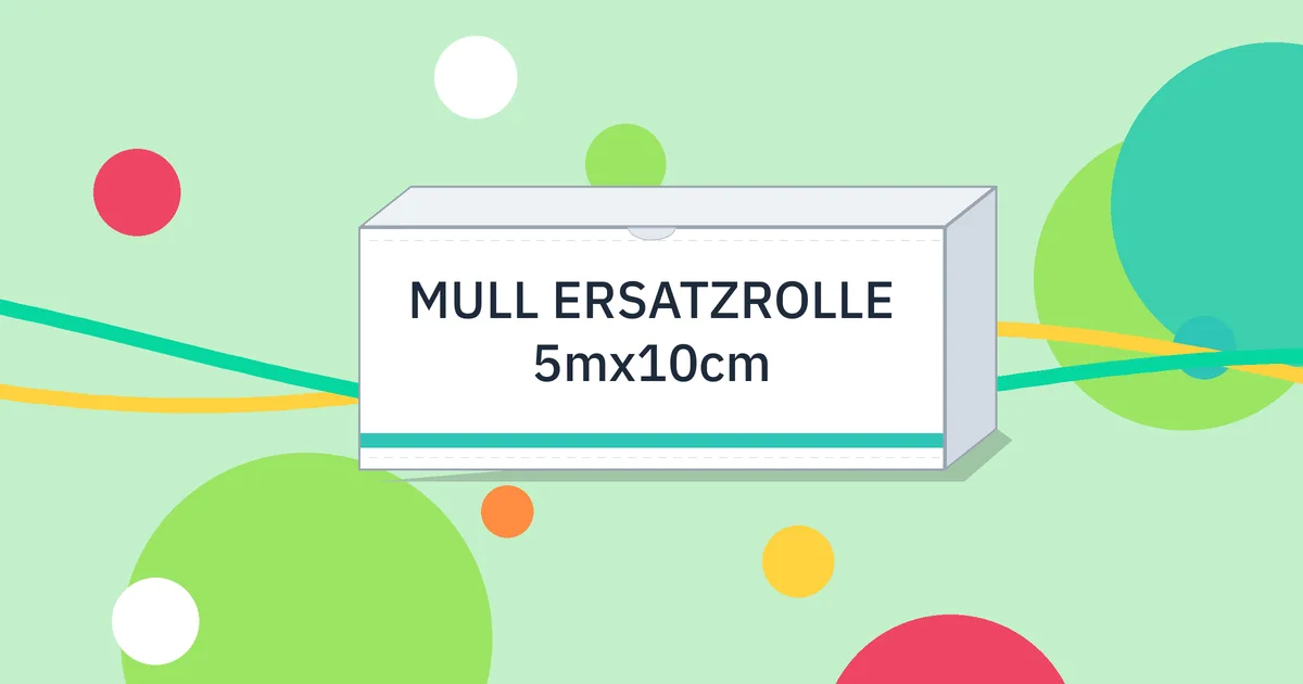 Symbolbild: Packung mit der Aufschrift MULL ERSATZROLLE 5mx10cm (PZN 01721724) – Verfügbarkeit und Bezug in Apotheken in Frankfurt am Main