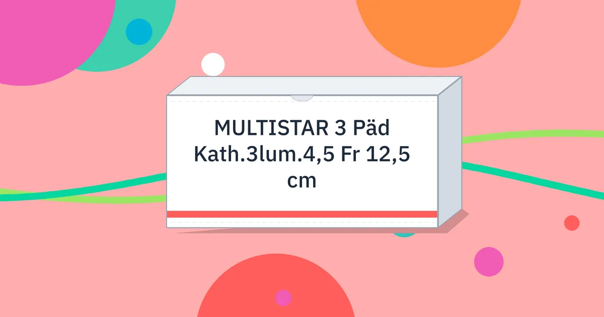 Symbolbild: Packung mit der Aufschrift MULTISTAR 3 Päd Kath.3lum.4,5 Fr 12,5 cm (PZN 09446269) – Verfügbarkeit und Bezug in Apotheken in Frankfurt am Main