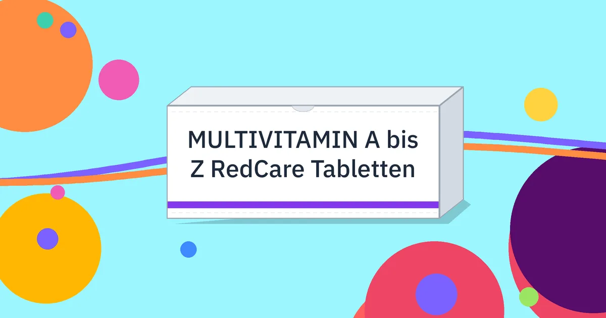 Symbolbild: Packung mit der Aufschrift MULTIVITAMIN A bis Z RedCare Tabletten (PZN 17387954) – Verfügbarkeit und Bezug in Apotheken in Frankfurt am Main