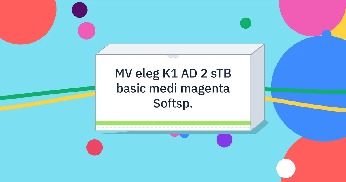 Symbolbild: Packung mit der Aufschrift MV eleg K1 AD 2 sTB basic medi magenta Softsp. (PZN 14618985) – Verfügbarkeit und Bezug in Apotheken in Frankfurt am Main