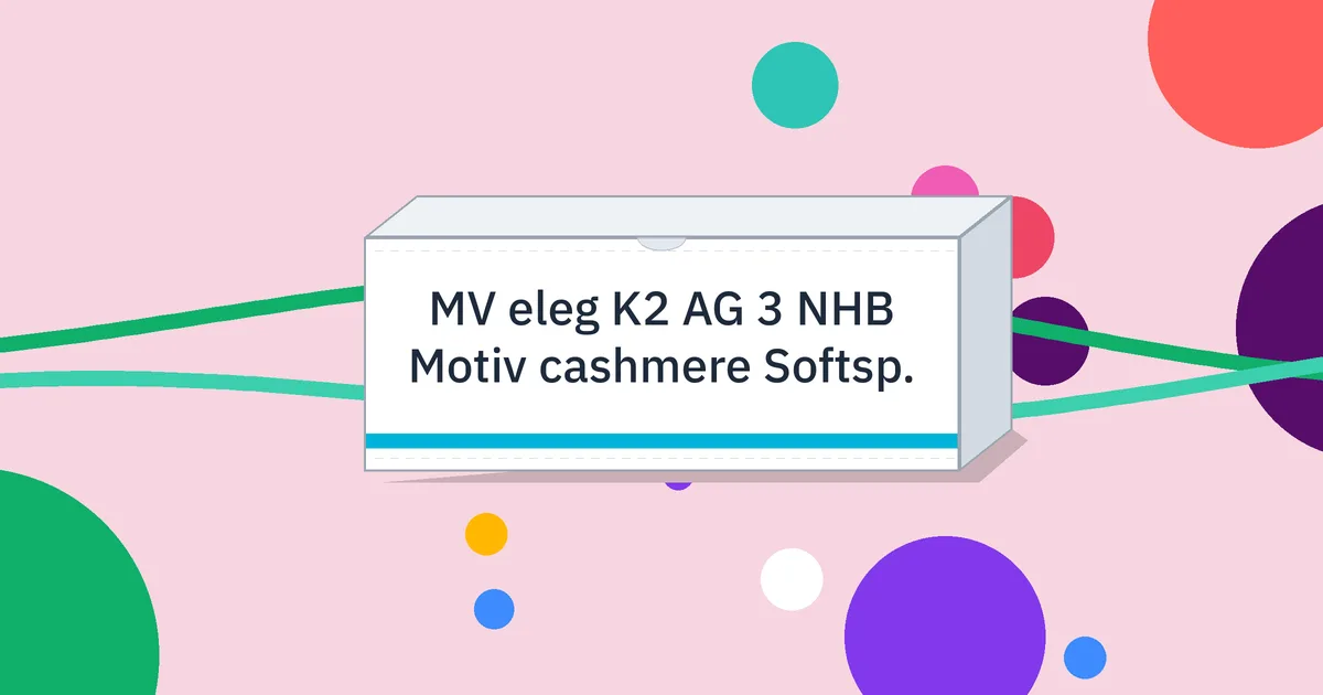 Symbolbild: Packung mit der Aufschrift MV eleg K2 AG 3 NHB Motiv cashmere Softsp. (PZN 15721768) – Verfügbarkeit und Bezug in Apotheken in Frankfurt am Main