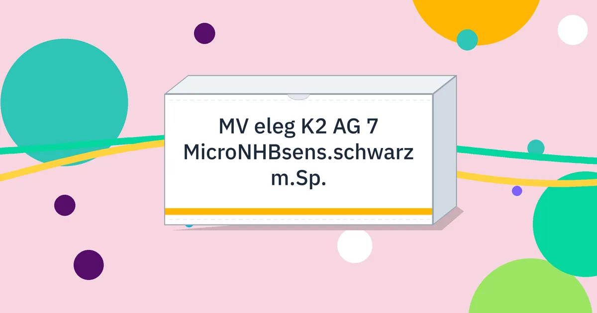Symbolbild: Packung mit der Aufschrift MV eleg K2 AG 7 MicroNHBsens.schwarz m.Sp. (PZN 16068603) – Verfügbarkeit und Bezug in Apotheken in Frankfurt am Main