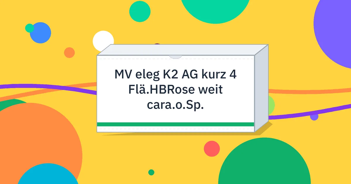 Symbolbild: Packung mit der Aufschrift MV eleg K2 AG kurz 4 Flä.HBRose weit cara.o.Sp. (PZN 15706639) – Verfügbarkeit und Bezug in Apotheken in Frankfurt am Main