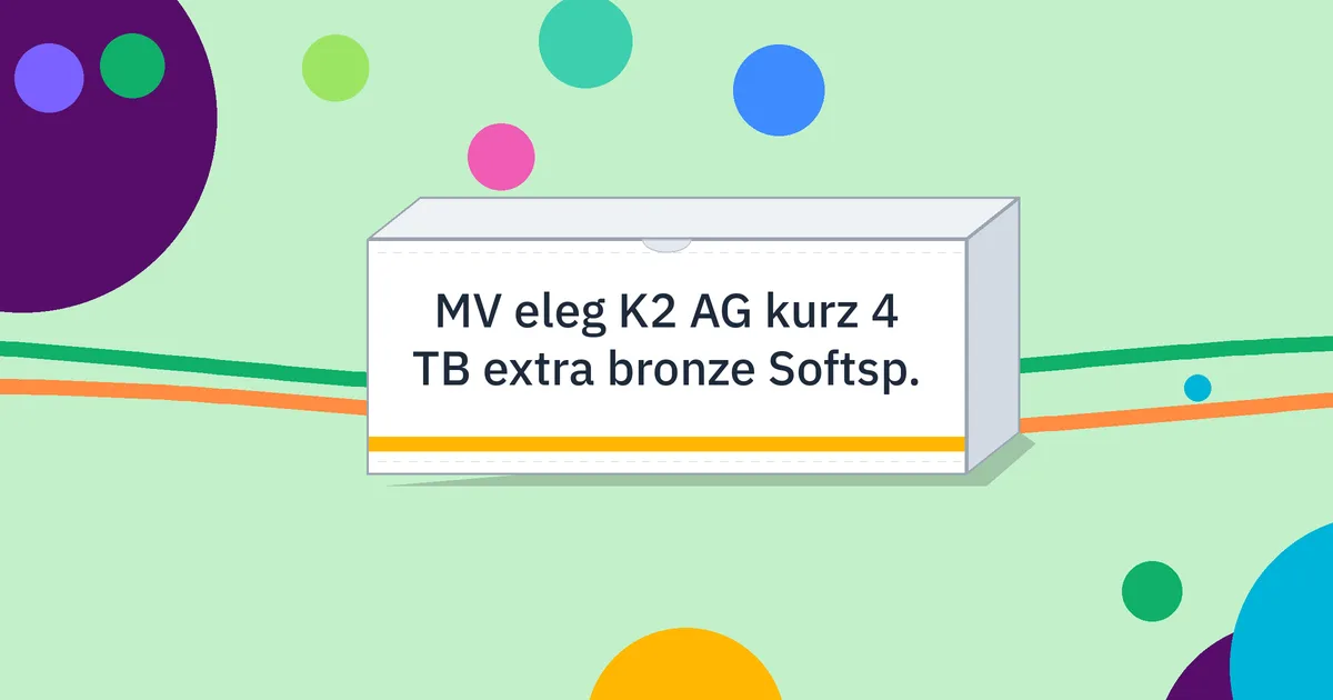 Symbolbild: Packung mit der Aufschrift MV eleg K2 AG kurz 4 TB extra bronze Softsp. (PZN 14716392) – Verfügbarkeit und Bezug in Apotheken in Frankfurt am Main