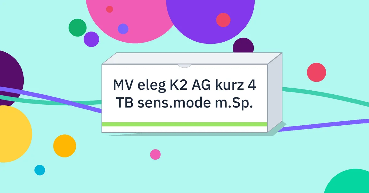 Symbolbild: Packung mit der Aufschrift MV eleg K2 AG kurz 4 TB sens.mode m.Sp. (PZN 09863139) – Verfügbarkeit und Bezug in Apotheken in Frankfurt am Main