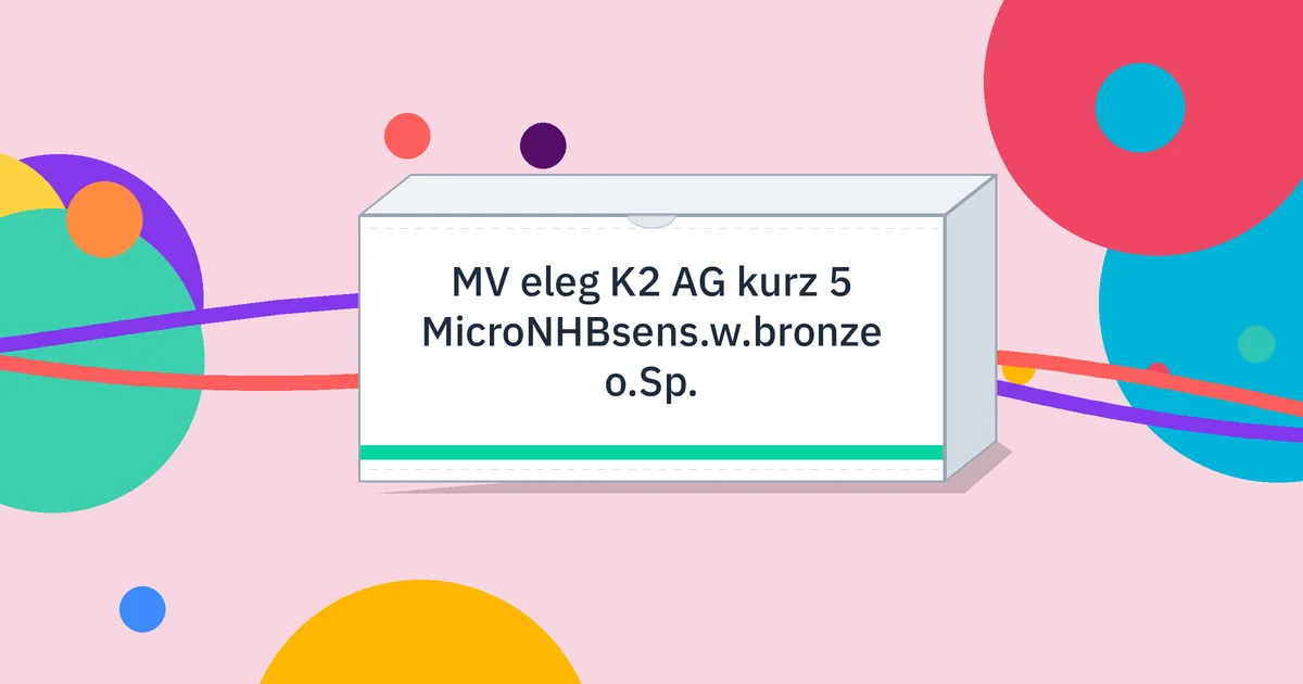Symbolbild: Packung mit der Aufschrift MV eleg K2 AG kurz 5 MicroNHBsens.w.bronze o.Sp. (PZN 15711327) – Verfügbarkeit und Bezug in Apotheken in Frankfurt am Main