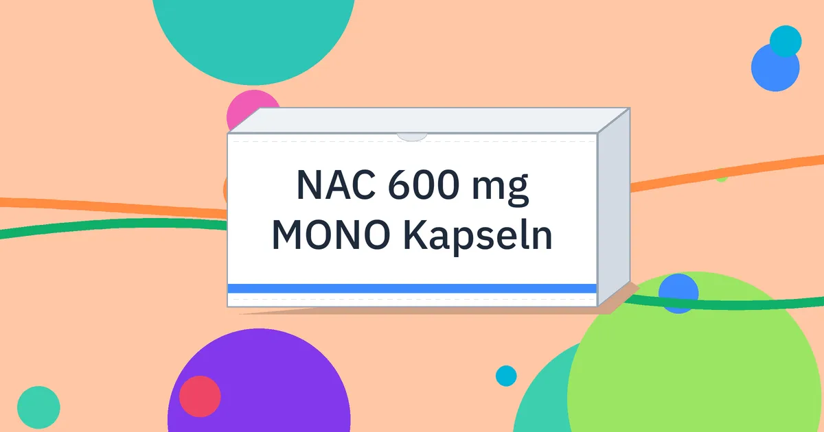 Symbolbild: Packung mit der Aufschrift NAC 600 mg MONO Kapseln (PZN 18436643) – Verfügbarkeit und Bezug in Apotheken in Frankfurt am Main