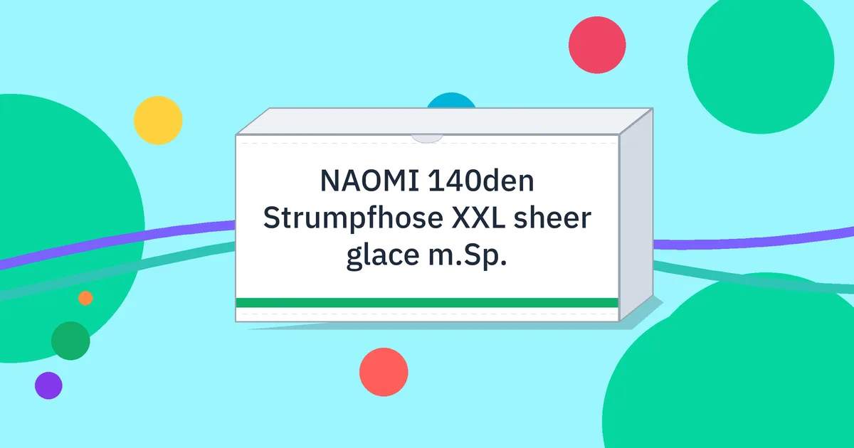 Symbolbild: Packung mit der Aufschrift NAOMI 140den Strumpfhose XXL sheer glace m.Sp. (PZN 16178237) – Verfügbarkeit und Bezug in Apotheken in Frankfurt am Main