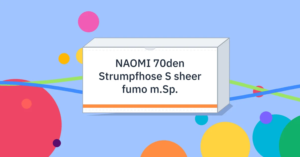 Symbolbild: Packung mit der Aufschrift NAOMI 70den Strumpfhose S sheer fumo m.Sp. (PZN 16179254) – Verfügbarkeit und Bezug in Apotheken in Frankfurt am Main