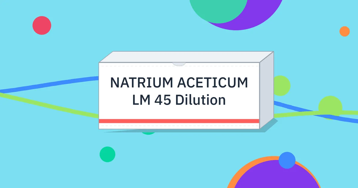 Symbolbild: Packung mit der Aufschrift NATRIUM ACETICUM LM 45 Dilution (PZN 12959179) – Verfügbarkeit und Bezug in Apotheken in Frankfurt am Main