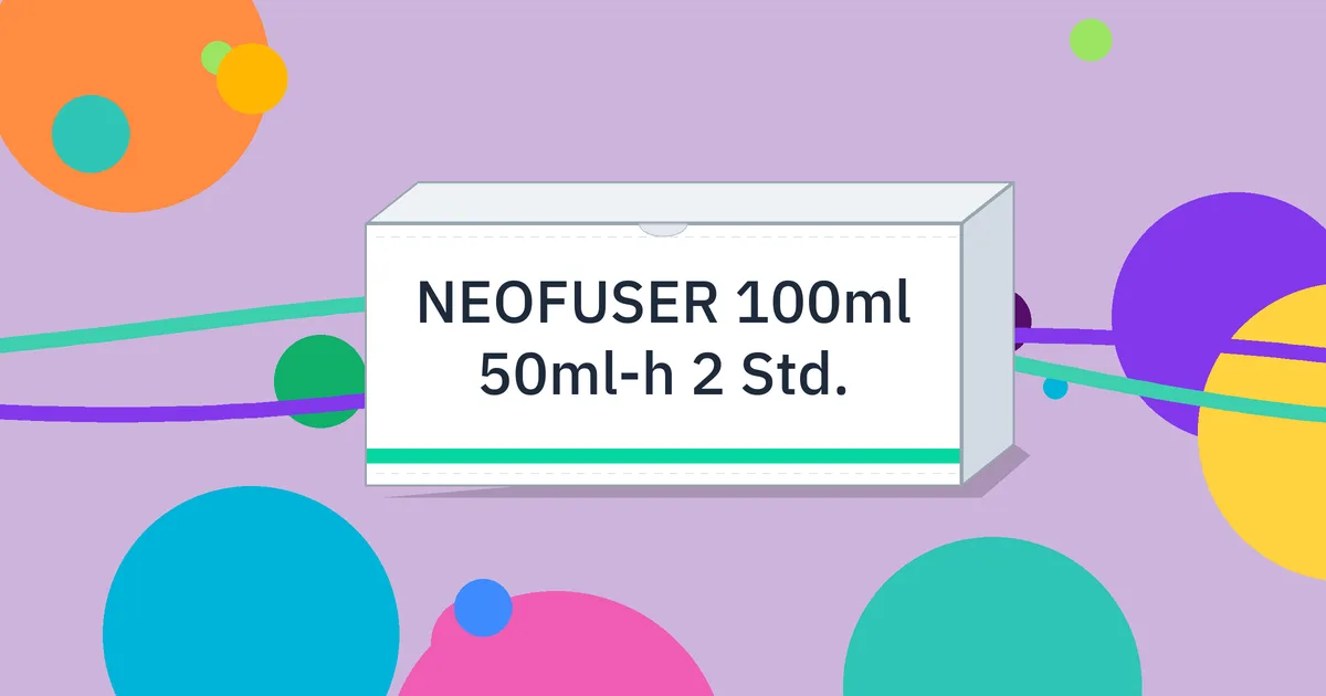 Symbolbild: Packung mit der Aufschrift NEOFUSER 100ml 50ml-h 2 Std. (PZN 16512334) – Verfügbarkeit und Bezug in Apotheken in Frankfurt am Main