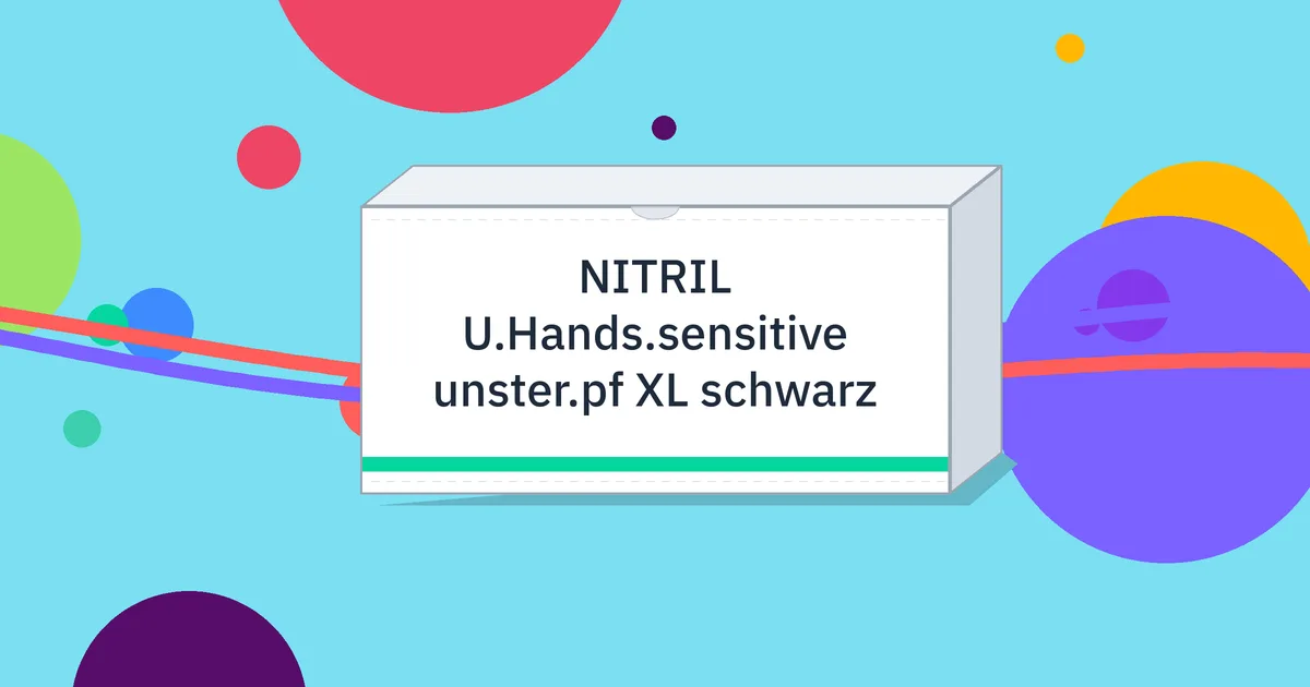 Symbolbild: Packung mit der Aufschrift NITRIL U.Hands.sensitive unster.pf XL schwarz (PZN 12445368) – Verfügbarkeit und Bezug in Apotheken in Frankfurt am Main
