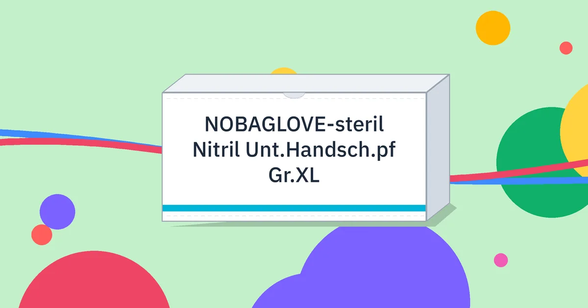 Symbolbild: Packung mit der Aufschrift NOBAGLOVE-steril Nitril Unt.Handsch.pf Gr.XL (PZN 18136125) – Verfügbarkeit und Bezug in Apotheken in Frankfurt am Main
