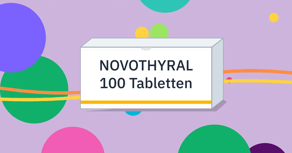 Symbolbild: Packung mit der Aufschrift NOVOTHYRAL 100 Tabletten (PZN 02560832) – Verfügbarkeit und Bezug in Apotheken in Frankfurt am Main