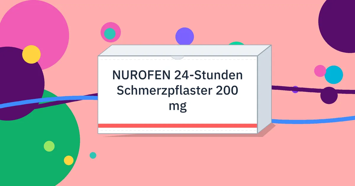 Symbolbild: Packung mit der Aufschrift NUROFEN 24-Stunden Schmerzpflaster 200 mg (PZN 02740735) – Verfügbarkeit und Bezug in Apotheken in Frankfurt am Main