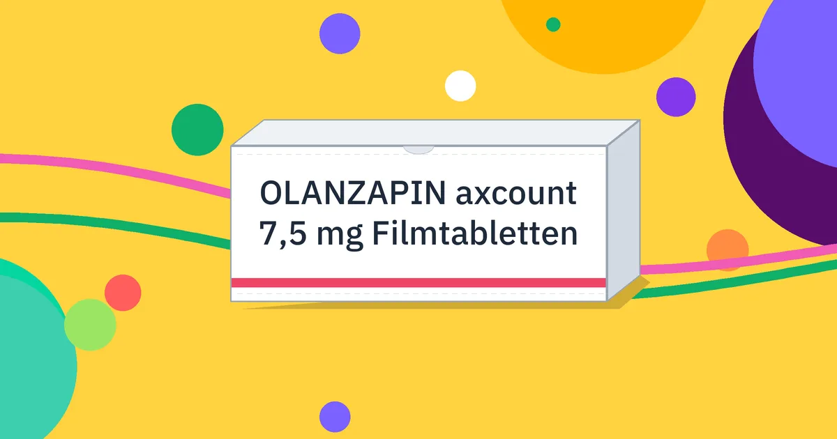 Symbolbild: Packung mit der Aufschrift OLANZAPIN axcount 7,5 mg Filmtabletten (PZN 10522047) – Verfügbarkeit und Bezug in Apotheken in Frankfurt am Main
