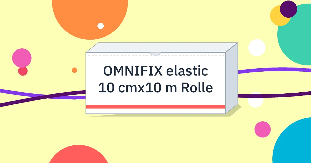 Symbolbild: Packung mit der Aufschrift OMNIFIX elastic 10 cmx10 m Rolle (PZN 05529998) – Verfügbarkeit und Bezug in Apotheken in Frankfurt am Main