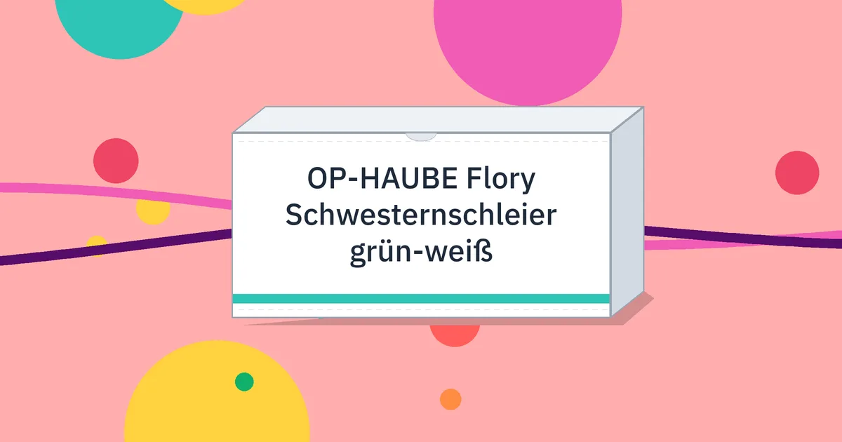Symbolbild: Packung mit der Aufschrift OP-HAUBE Flory Schwesternschleier grün-weiß (PZN 04703129) – Verfügbarkeit und Bezug in Apotheken in Frankfurt am Main