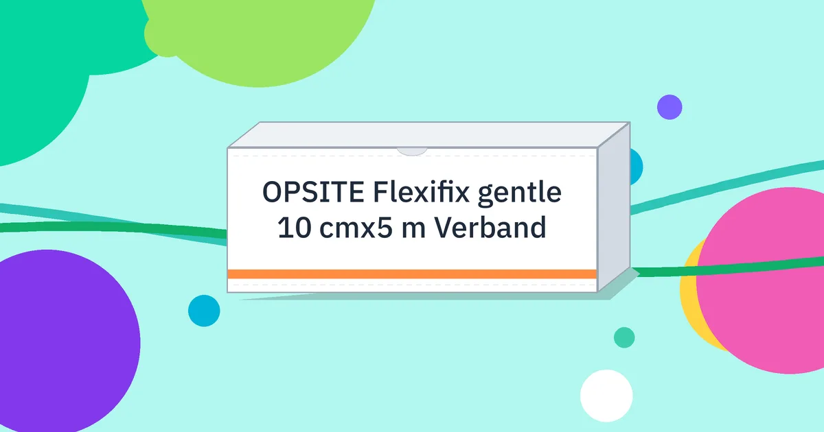 Symbolbild: Packung mit der Aufschrift OPSITE Flexifix gentle 10 cmx5 m Verband (PZN 17833135) – Verfügbarkeit und Bezug in Apotheken in Frankfurt am Main