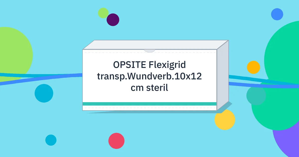 Symbolbild: Packung mit der Aufschrift OPSITE Flexigrid transp.Wundverb.10x12 cm steril (PZN 19685710) – Verfügbarkeit und Bezug in Apotheken in Frankfurt am Main