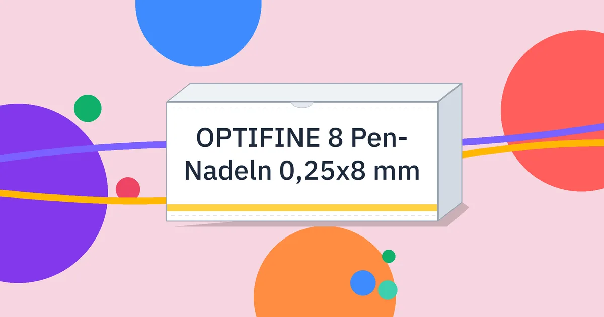 Symbolbild: Packung mit der Aufschrift OPTIFINE 8 Pen-Nadeln 0,25x8 mm (PZN 13502921) – Verfügbarkeit und Bezug in Apotheken in Frankfurt am Main